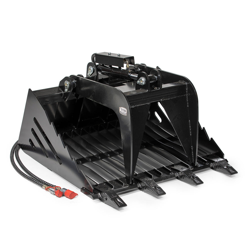 Mini Skid Steer 3.5 FT Skeleton Rock Grapple Rake with Bolt-On Teeth ...