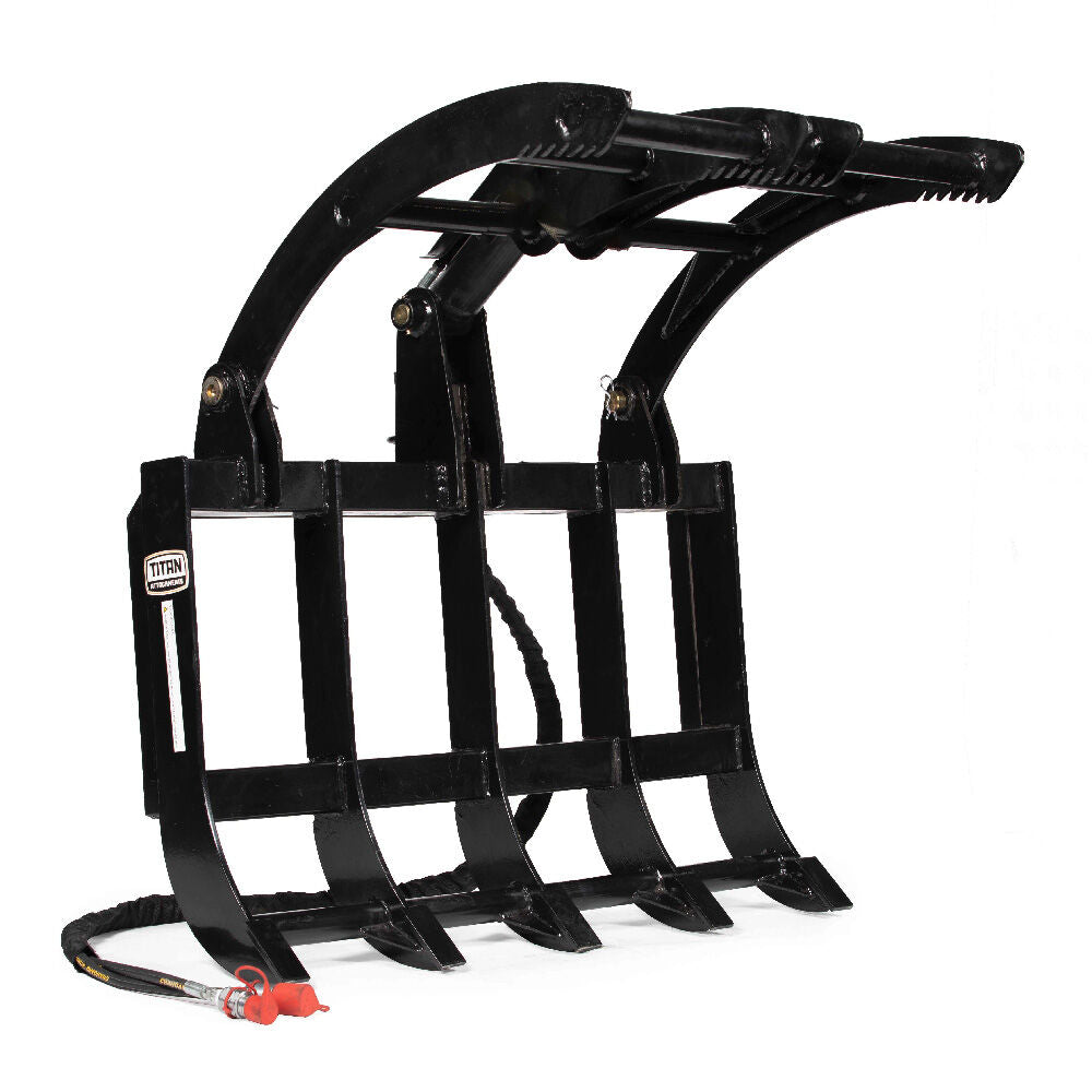 Economy Series Skid Steer 48" Single Cylinder Root Grapple Rake | Titan ...