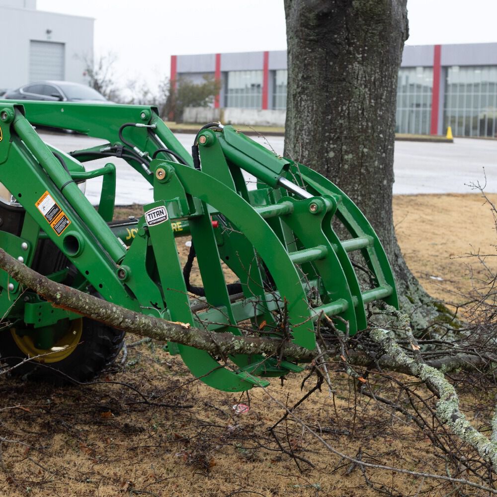 Economy Series 48" Single Cylinder Root Grapple Rake Fits John Deere Tractors | Titan Attachments