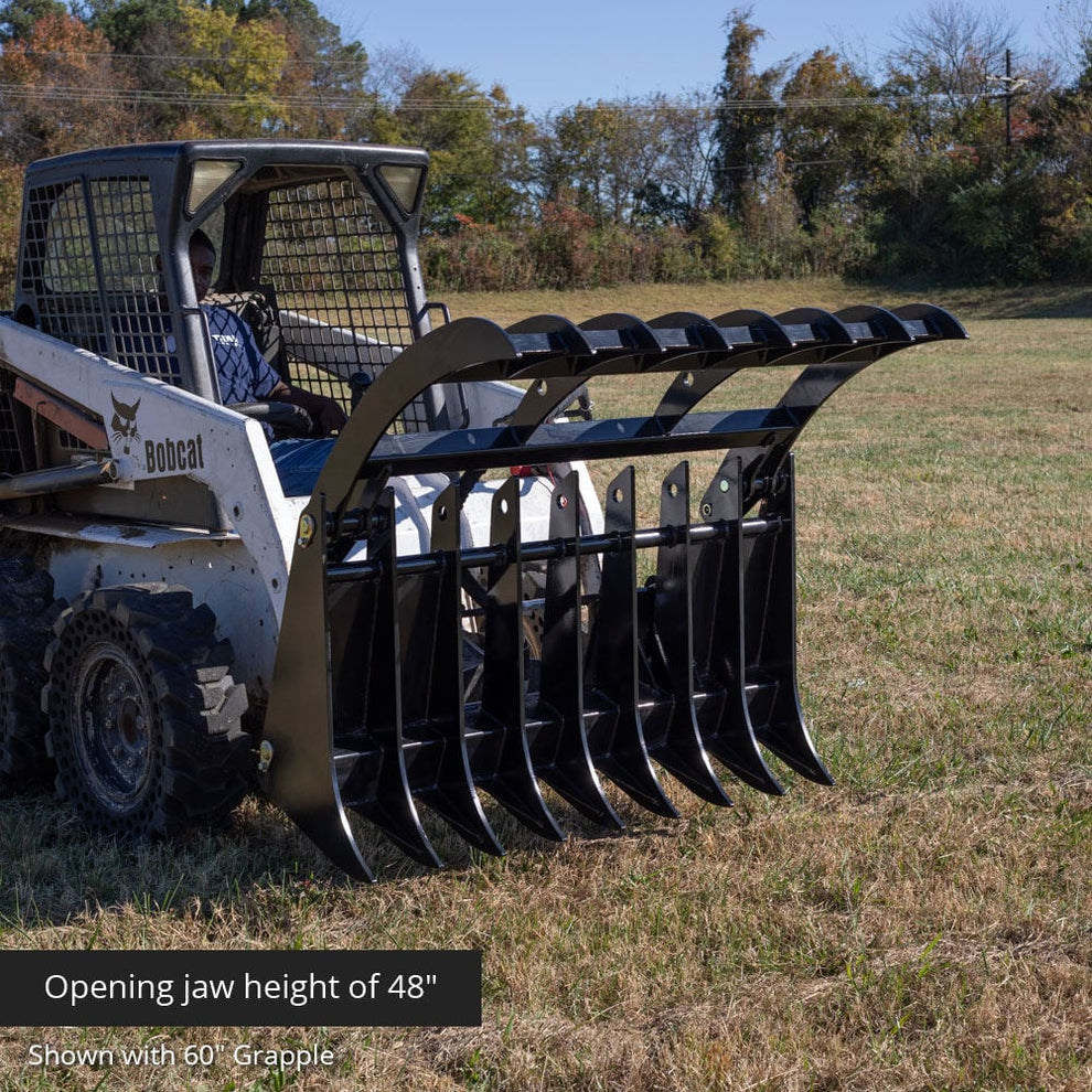 Clamshell Root Grapple Rake - Universal Skid Steer Mounting - Twin 3,000 PSI Cylinders - Brush ...