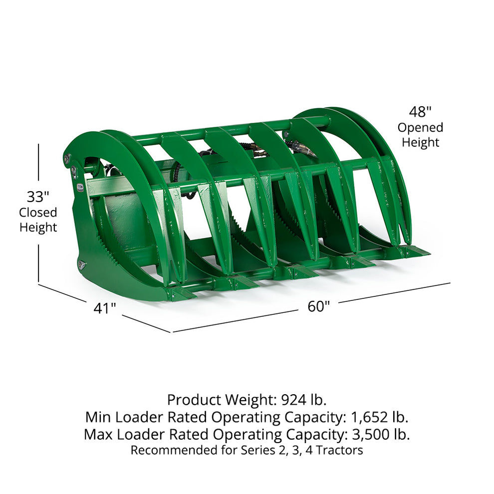 HD Root Grapple Rake Attachment Fits John Deere Hook and Pin Connection ...