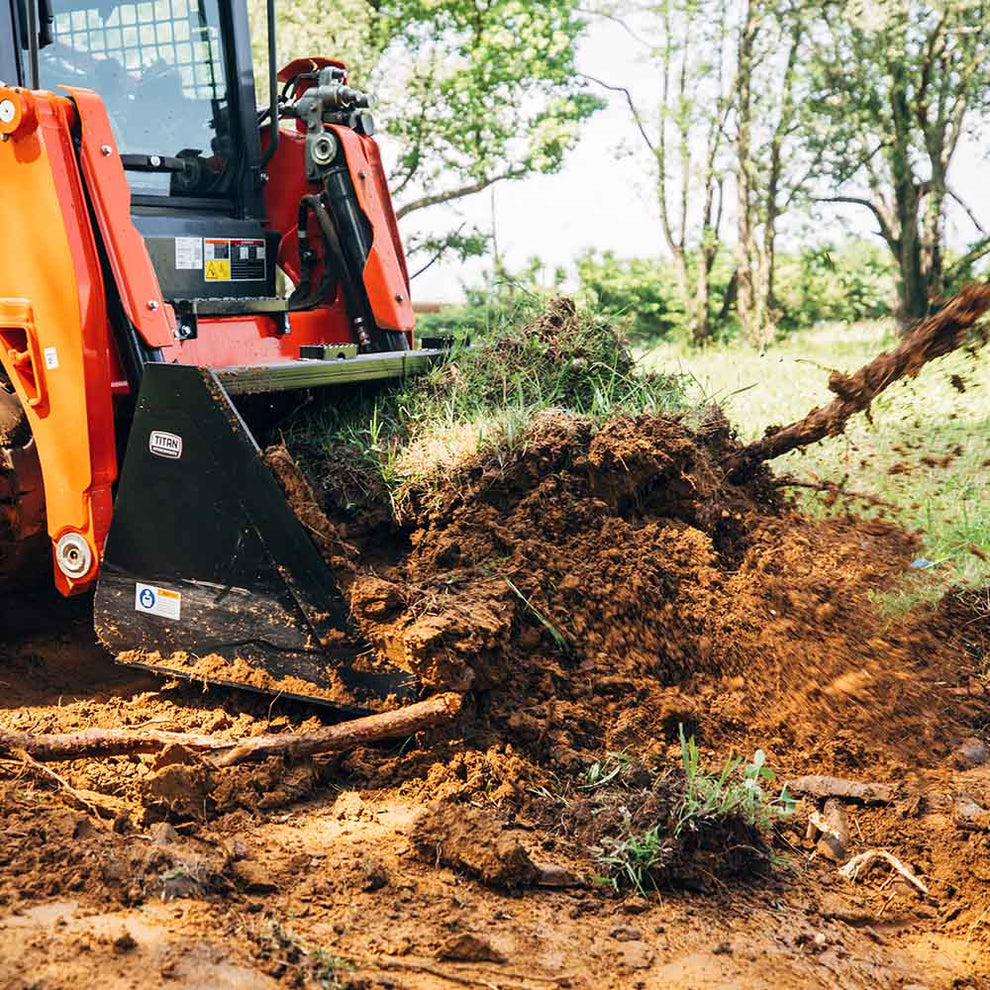 Skid Steer Dirt Bucket - 3/16" Thick Steel | Titan Attachments