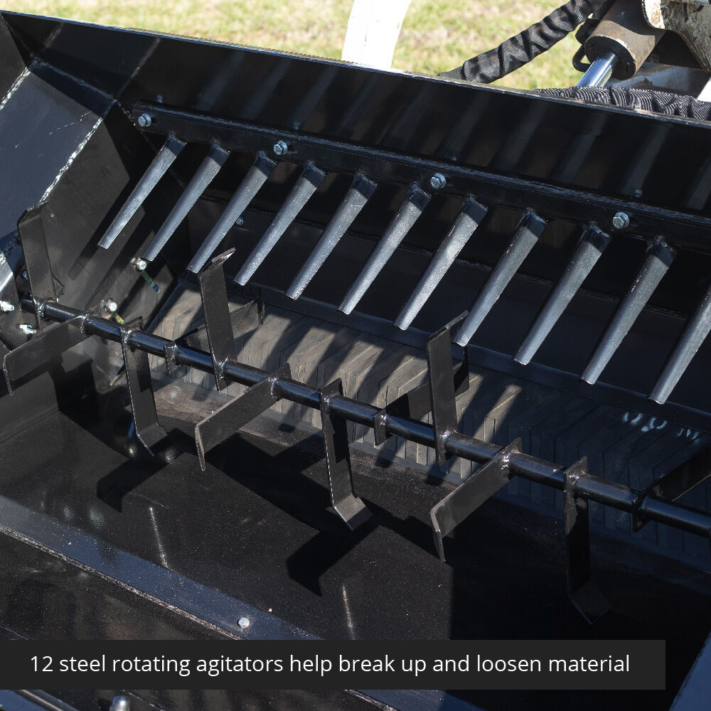 72" Side Discharge Bucket - Sand Mulch Sawdust Spreader | Titan Attachments