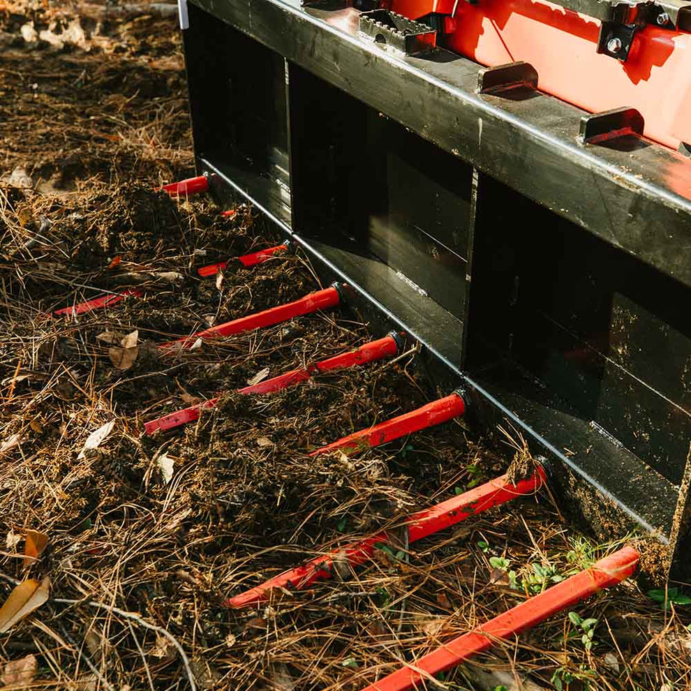 60" Manure Tine Bucket Attachment, (8) C1 Hay Spears | Titan Attachments