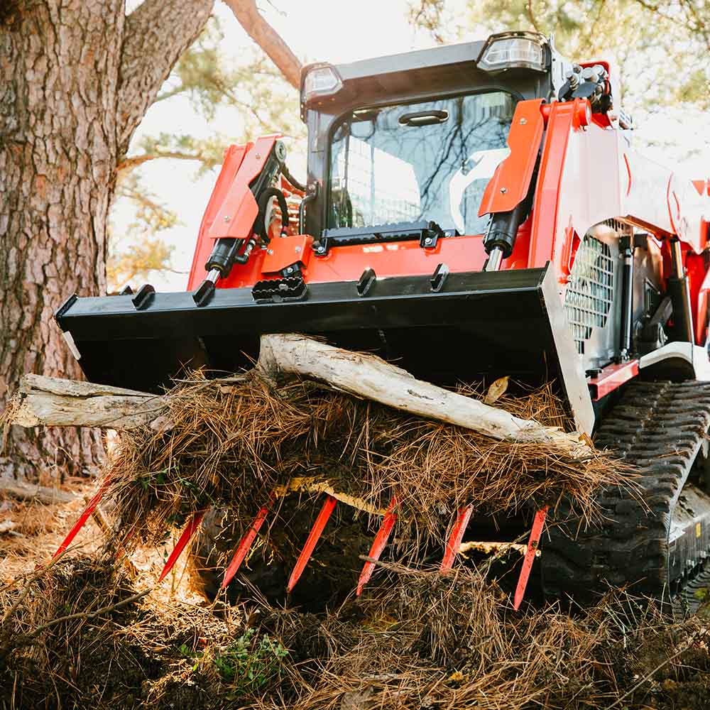 60" Manure Tine Bucket Attachment, (8) C1 Hay Spears | Titan Attachments