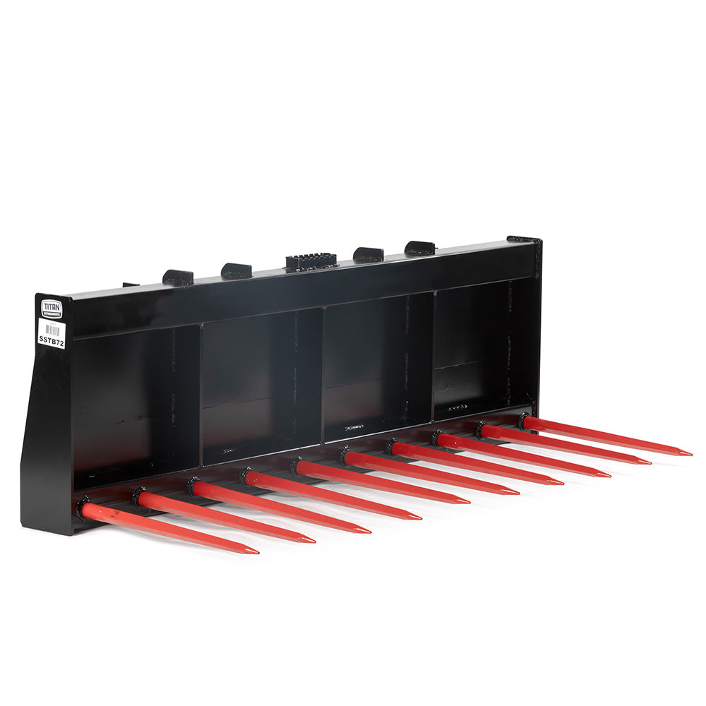 72" Manure Tine Bucket Attachment, (10) C1 Hay Spears | Titan Attachments