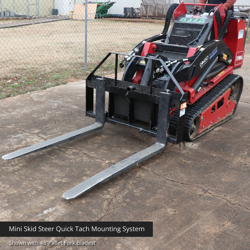 Mini Skid Steer Pallet Fork Frame - Quick Tach Mounting | Titan Attachments