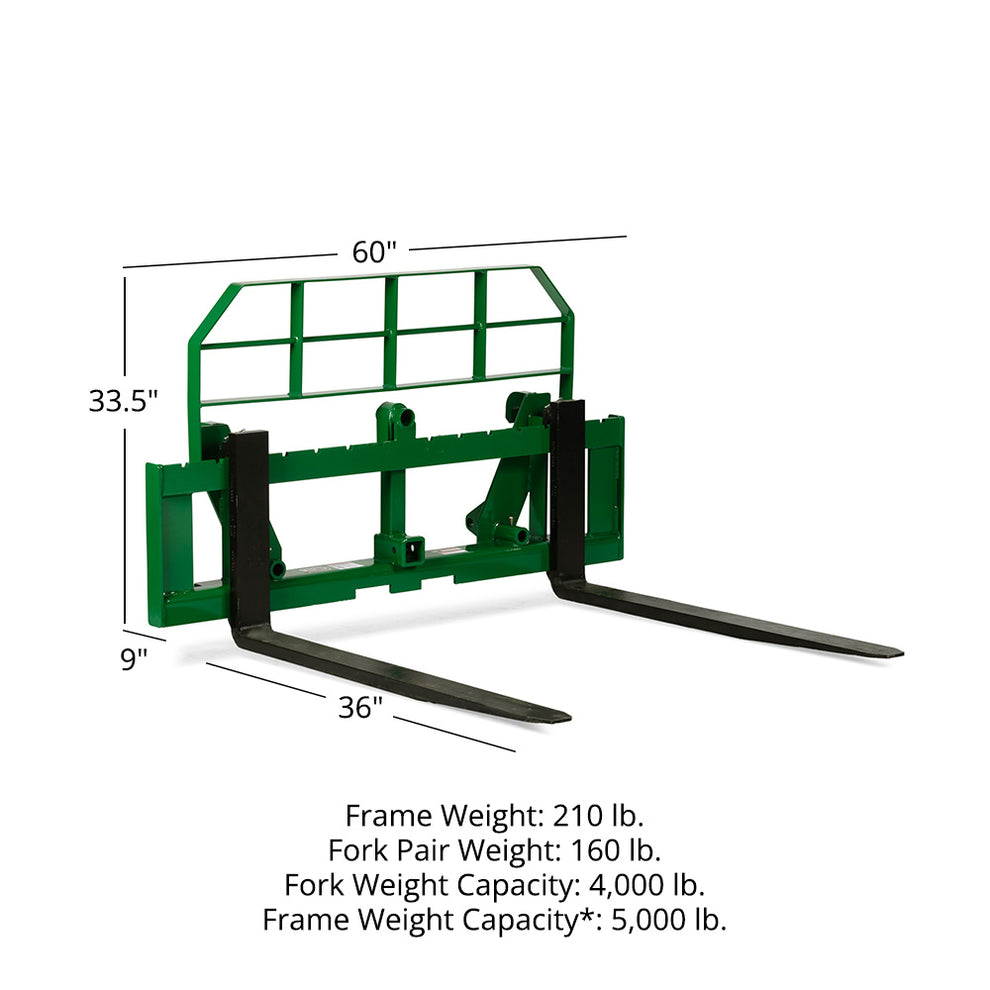 Pro Series Extra Wide Pallet Fork Frame Attachment, Fits John Deere ...