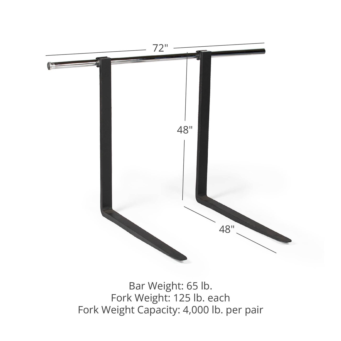 Over-the-Bucket Fork Kit - 48" x 48" Pallet Fork Blades for Pin-Type ...