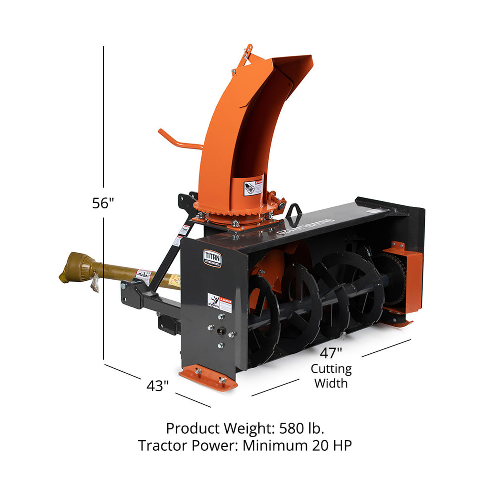 3 Point Snow Blower - Category 1 Attachment PTO Driven | Titan Attachments