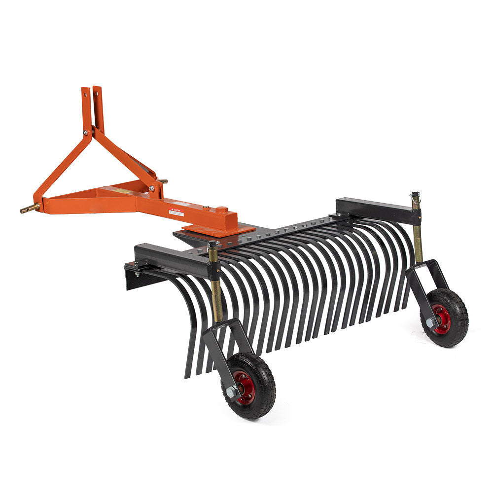 3 Point Landscape Rake for Compact Tractors - Optional Bolt-On Wheels ...