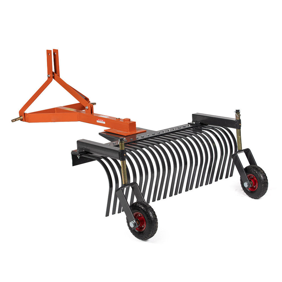 3 Point Landscape Rake for Compact Tractors - Optional Bolt-On Wheels ...
