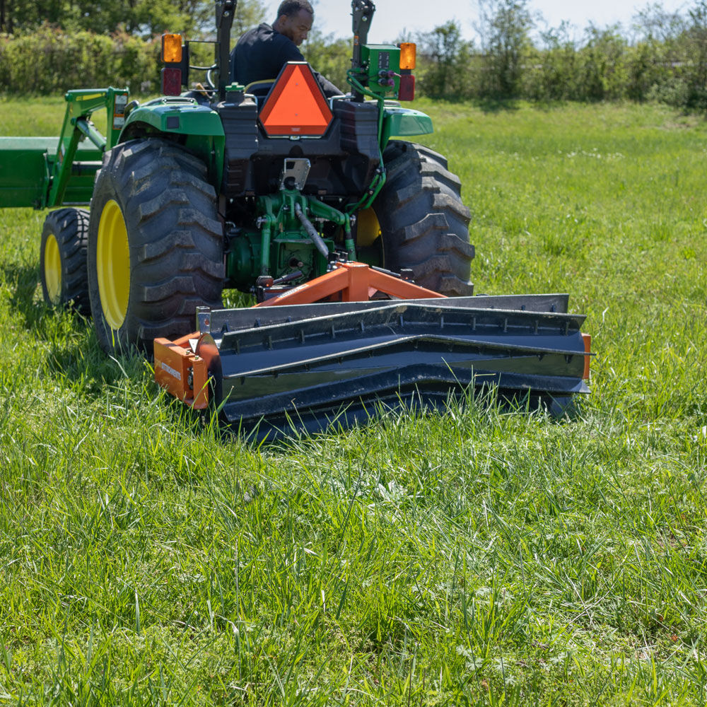 3 Point Cover Crop Crimper Roller Fits Category 1 2 Tractors Holds up to 55 Gal of Water 4 Long Curved Chevron Pattern Blades Crimps the Ground to Terminate