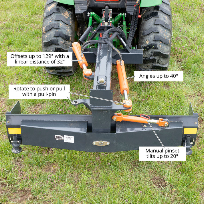 3 Point Hydraulic 6-Way Rear Blade - Fits Cat 1 & 2 Tractors - 3 ...