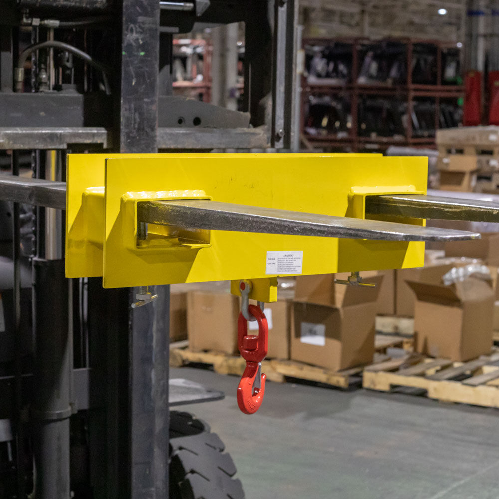 Fork Lifting Hoist Hook - Yellow Finish Fork Mounted Crane with Single ...