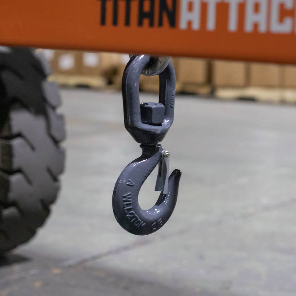 Fork Mounted Towing Jib with Swivel Hook | Titan Attachments