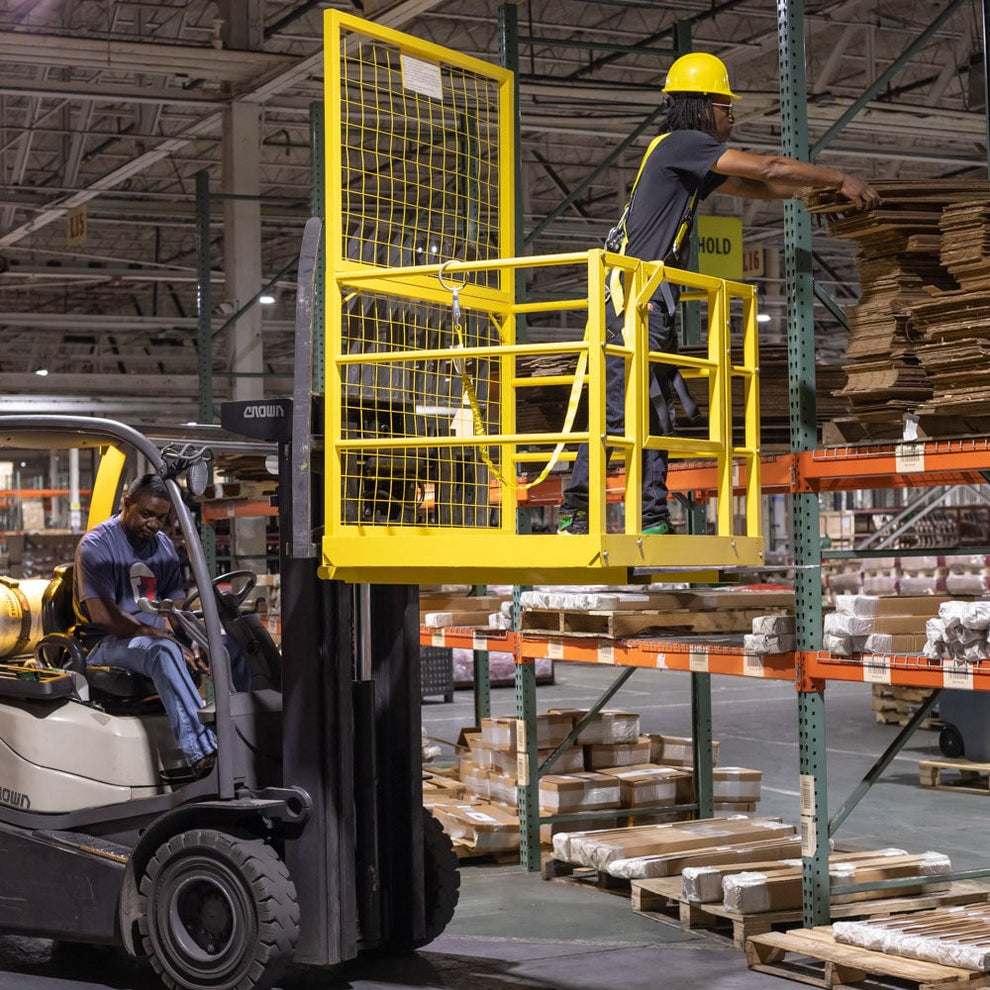 Scratch and Dent - 2 Person LW Forklift Platform Safety Cage Yellow 45 ...