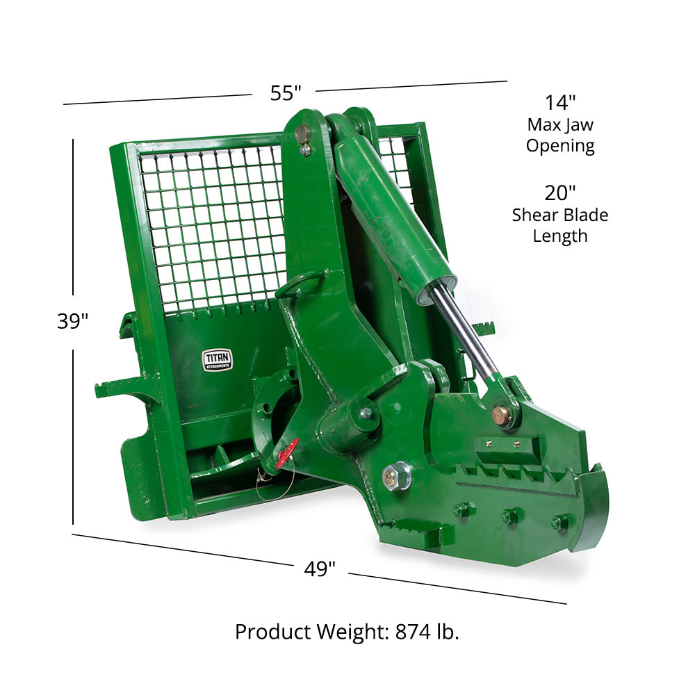 12" Rotating Tree Shear Attachment 5" Cylinder for JD Hook and Pin ...