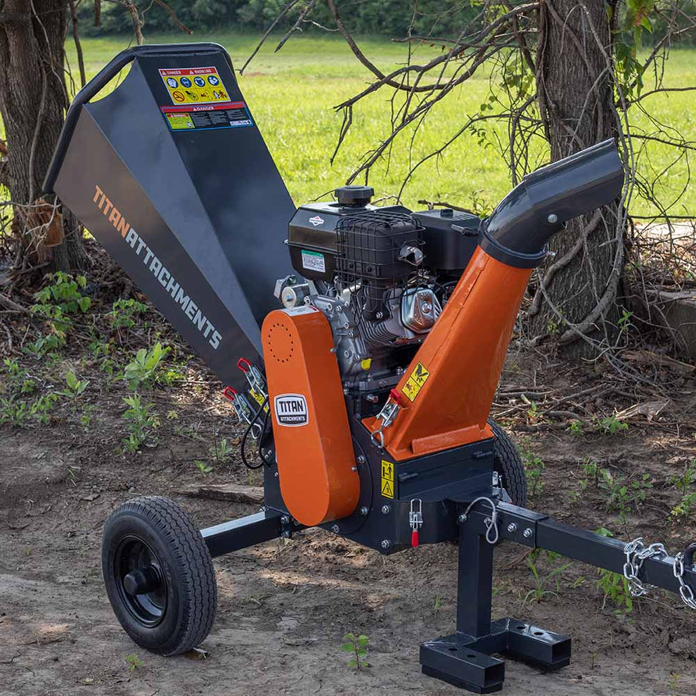 Titan Attachments 420cc 5in Diameter Tow-Behind Wood Chipper Shredder ...