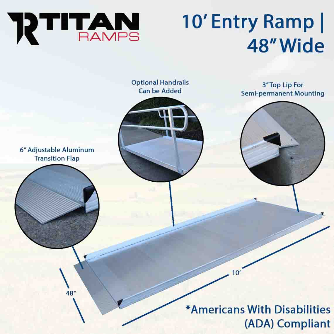 Scratch and Dent - 10 FT Aluminum Wheelchair Entry Ramp Only | 48-in W ...