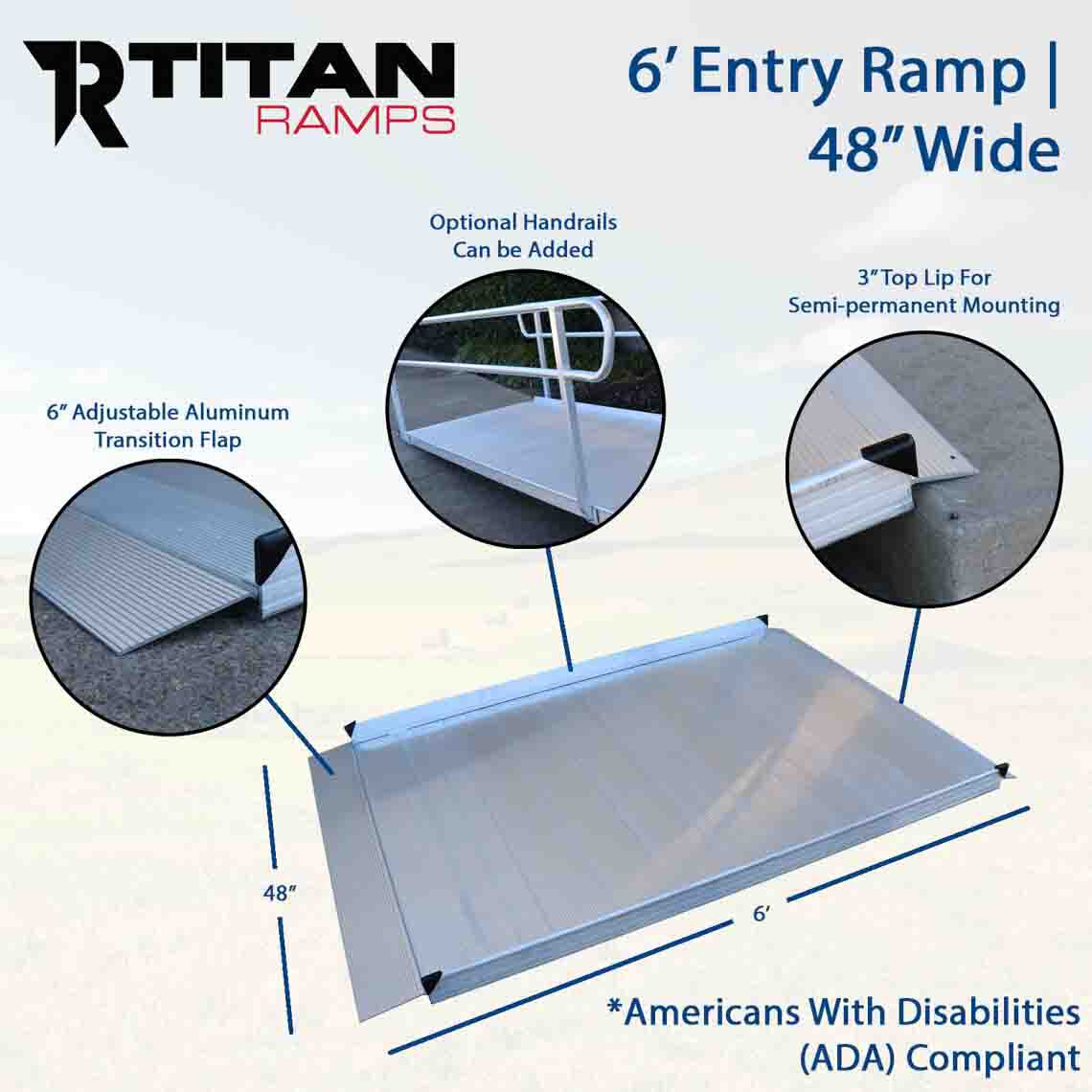 Scratch and Dent - 6 FT Aluminum Wheelchair Entry Ramp Only | 48" Wide ...