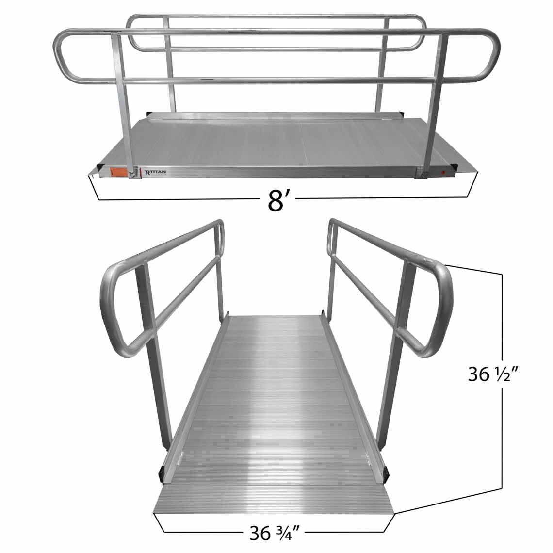 Scratch and Dent - 8 FT Aluminum Wheelchair Entry Ramp And Handrails ...