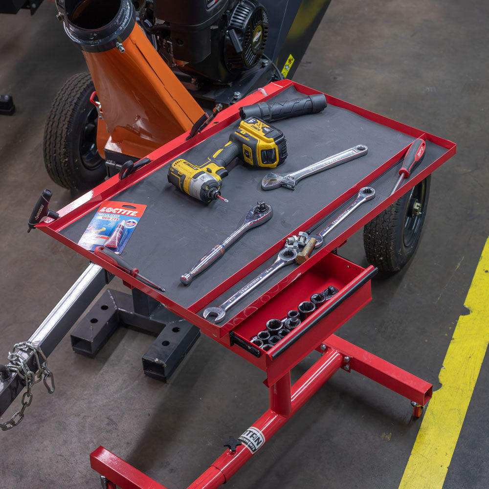 Adjustable Rolling Workshop Table With Tool Drawer - Mobile Workstation ...