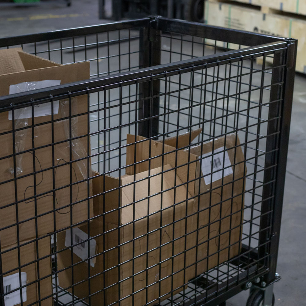 Mobile Industrial Wire Crate Cart - Heavy-Duty Rolling Platform Base ...